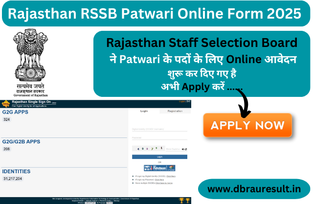 Rajasthan RSSB Patwari Re-open Online Form 2025 - DBRAU RESULT